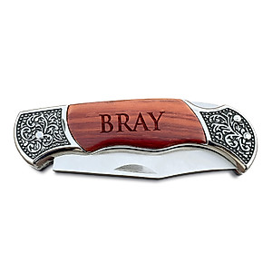 Krezy Case Personalized Engraved Pocket Knife, Engraved Folding Pocket Knife with Wooden Box, 7.25in Engraved Pocket Knife, Hunting Knife For Men