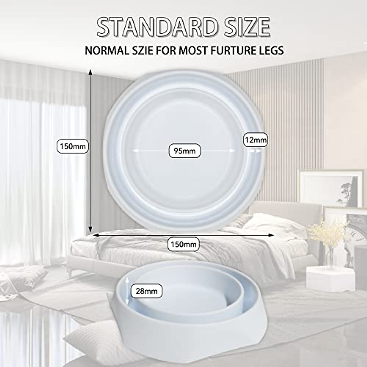Bed Bug Interceptors with Anti Skid Pads | Bed Bug Trap | Bed Bug Traps and Detectors | Bed Bug Traps for Bed (White - 4 Pcs)