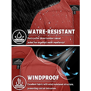 TACVASEN Bomber Jacket Men Work Casual Varsity Lightweight Winter Warm Jackets for Men