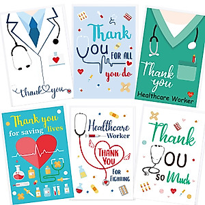 Fancy Land Healthcare Workers Thank You Card Medical Appreciation Cards for Nurses Graduation 12Pcs