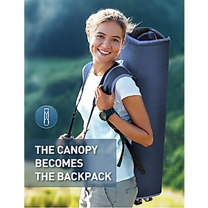 Docusvect Beach Chair with Canopy Shade, Folding Camping Chair with Canopy with Cup Holder, Side Pocket for Camp, Beach, Tailgates, Fishing - Support 330 LBS