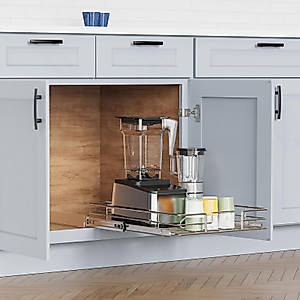 ROOMTEC Pull Out Cabinet Organizer(14"W x 21"D),Heavy Duty Slide Out Shelves,Pull out Drawers for Kitchen Cabinet,Base Cabinet Organization for Home, Kitchen, Bathroom