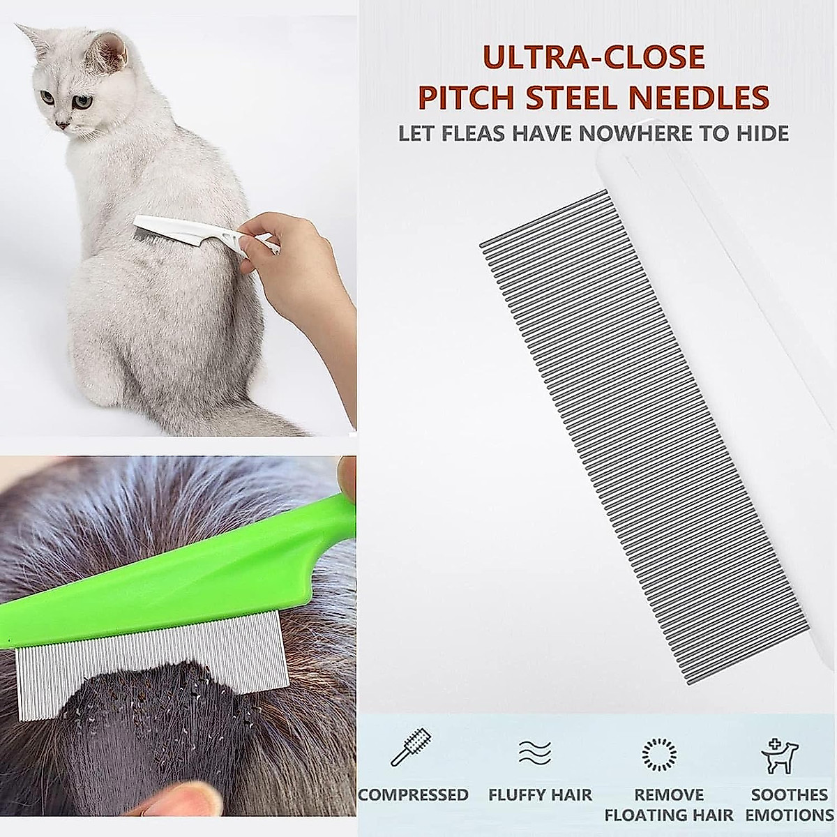 Magic Pet Comb Flea Comb for Dogs and Cats Multifunctional Pet Hair Comb Flea and Tear Stain Removal Magic Flea Brush and Tear Stain Comb Pet Supplies Remove Knots Crust Mucus