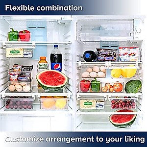 LuvIdeal Fridge Organizer Drawer Combo Set - Refrigerator Drawers, Stackable Fridge Organizer, Pull Out Fridge Drawer, Fridge Shelf Holder Storage Bins, Deli Drawer Cheese, Meat, Butter, Egg, Yogurt