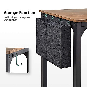 LIFEFAIR Computer Desk 47" Study Writing Desk, Modern Simple Style Laptop Table for Home and Office with Storage Bag, Black