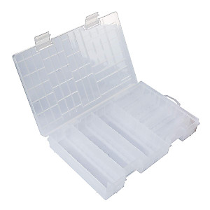 YXQ AA AAA Battery Storage Box Organizer Holder Clear Plastic Case Container Portable-Holds 60xAA + 40AAA Batteries