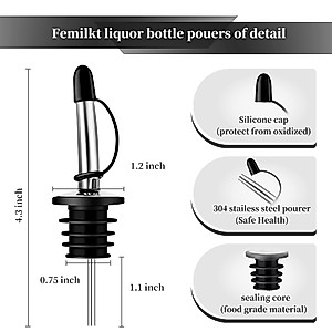 48 Pack Liquor Pour Spouts,Pour Spout for Liquor Bottles with Stoppers,Dishwasher Safe Hygienic Alcohol Speed Spouts,Pour Spouts Suitable for About 3/4" Bottle Mouth, for Olive Oil, Juice, Syrup.