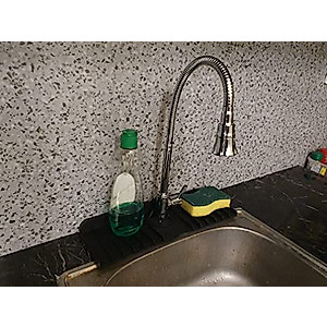 Silicone Faucet Mat Kitchen, Sink Drip Guard, Sink Splash Guard,Sink Splash Catcher Faucet Mat, Silicone Drying Mat Kitchen, Foldable Sink Faucet Water Catcher Mat for Sink,‎14.5" x 5.3" x 0.6" Black