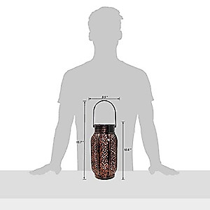 Maggift 2 Pack 10.6 Inch Hanging Solar Lights Outdoor Retro Hanging 20 Lumens Christmas Decorative Solar Lantern with Handle, Brown