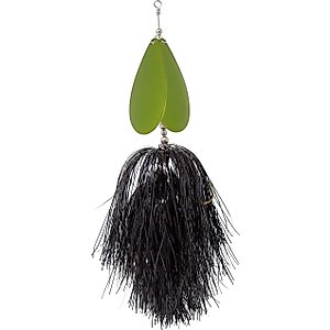 Tooth Shield Tackle Musky Bucktail (Black/Lime Green) Muskie Pike Double 10 Inline Spinner Musky Lures Baits Tackle