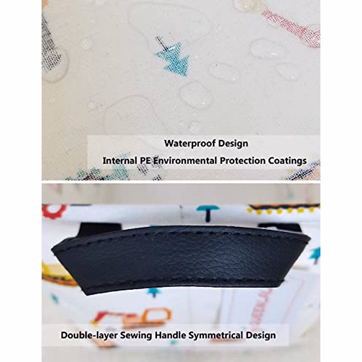 QUEENLALA 2 Pack Rectangular Large Storage Basket,Laundry Hamper,Office,HomeDecor,Canvas Fabric Laundry Basket（2Pack-Rec-Excavator）