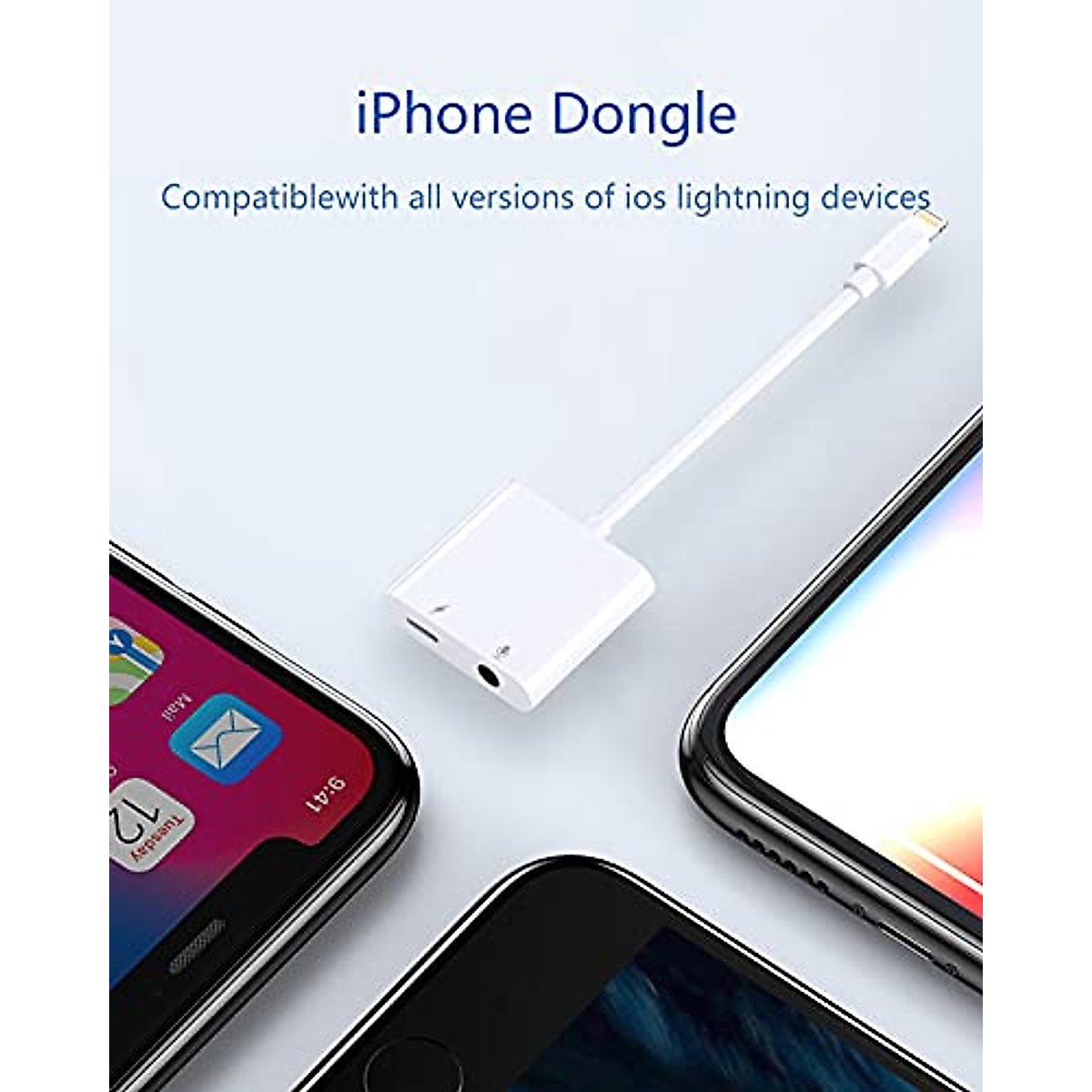 [Apple MFi Certified] Headphone Adapter for iPhone，2 in 1 Lightning to 3.5mm Aux Audio Dongle Headphone Accessories Compatible with iPhone 14/13/XR/X 8 7/iPad Audio Earphone Adapter for All iOS System