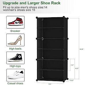 JIANQU 6 tiers 12 Pairs Shoe Rack bigger shoe cube Storage shoe Organizer black