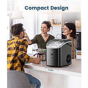 COWSAR Nugget Ice Makers Countertop, Pebble Ice Maker Machine with Soft Chewable Ice, 34Lbs/24H, Self-Cleaning, One-Click Operation, Pellet Ice Maker Countertop for Home/Kitchen/RV/Camping