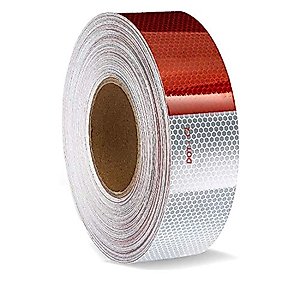 WONDER POINT 2" X 164FT DOT-C2 Reflective Tape -6" Red x 6" White Waterproof Reflector Conspicuity Tape - Safety Sticker Strips for Trailers, Cars, Trucks, Warning Tape Automative Accessories