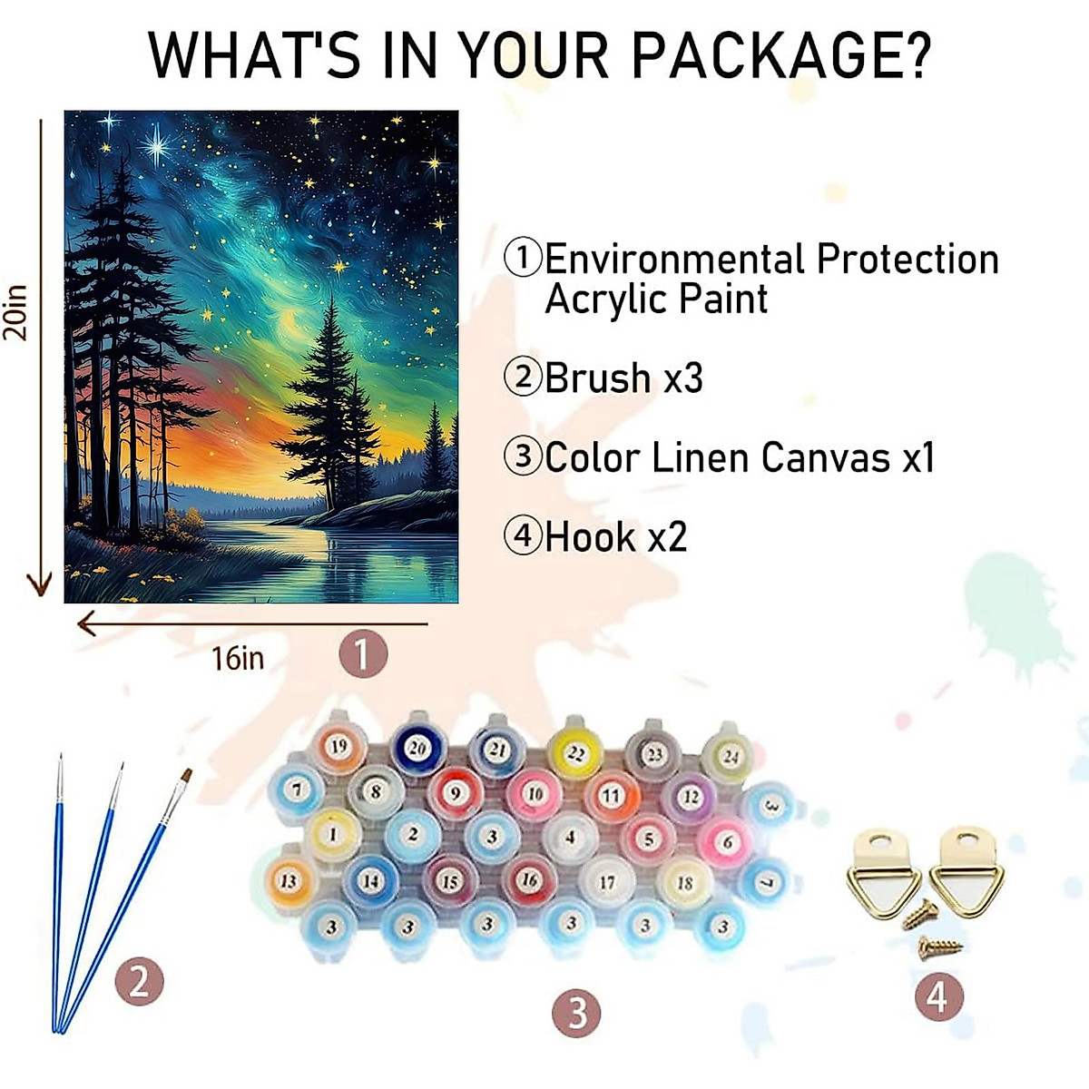 xackcme Starry Sky Paint by Numbers for Adults-Starry Night Paint by Number on Canvas Without Frame,DIY Abstract Landscape Oil Painting for Gift Home Wall Decor(16x20inch)