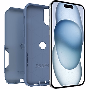 OtterBox iPhone 15 Plus and iPhone 14 Plus Commuter Series Case - Crisp Denim (Blue), Slim & Tough, Pocket-Friendly, with Port Protection