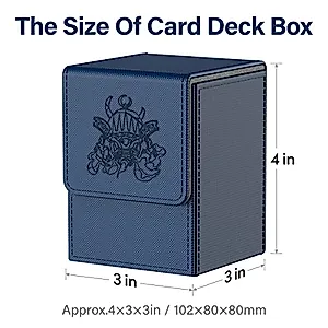 ULTRGEE Deck Box for MTG Cards, Magnet Card Box with 2 Dividers per Holder, Large Trading Card Case Fit for up to 110 Cards-[Ghost Design] (Blue)