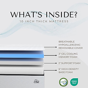 L’Baiet 10” Gel Memory Foam Mattress, Full Size/Bed in a Box/Medium Firm/Breathable Cooling-Gel Comfort Technology/Pressure Relief/Comfy Support/Soft Fabric Cover/CertiPUR-US Certified