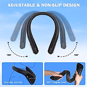 VEAHOOT Bladeless Neck Fan, Hands Free Battery Operated Fans Rechargeable,5000mAh Personal Portable Fan with 360° Cooling,3 Speeds Travel Sports Fan for Outdoor&Indoor(Black)