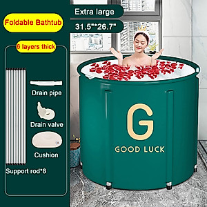 Ice Bath Tub for Athletes, Portable Foldable Bathtub, 31" Freestanding Soaking Bath Tub for Adults, Separate Family Bathroom SPA Tub, Efficient Maintenance of Temperature, Ideal for Hot Bath Ice Bath
