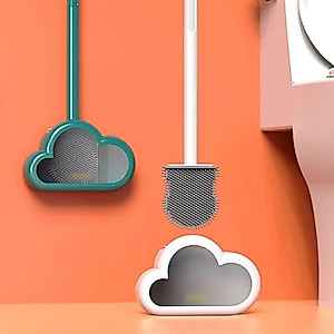 SAAKO Modern Toilet Bowl Brush Cute Wall Mount Silicone Toilet Brush Ideas Toilet Cleaner Brush and Holder Set Bathroom Cleaning
