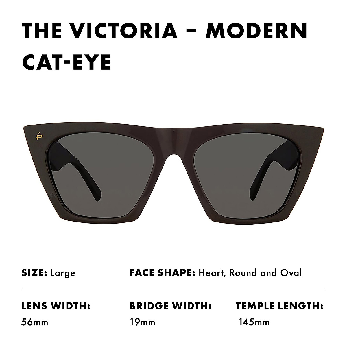 Prive Revaux The Victoria Modern Cat Eye Sunglasses – Handcrafted, Polarized, 100% UV Protection– For Women – Caviar Black