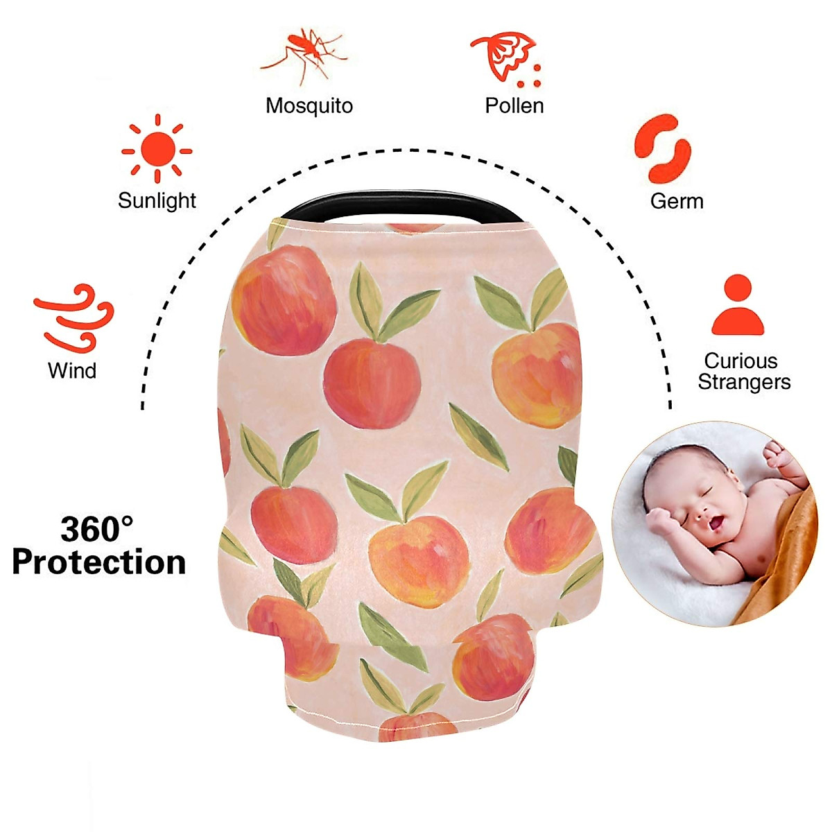 Nursing Cover Breastfeeding Scarf Peaches Painting- Baby Car Seat Covers, Stroller Cover, Carseat Canopy(9rh1b)