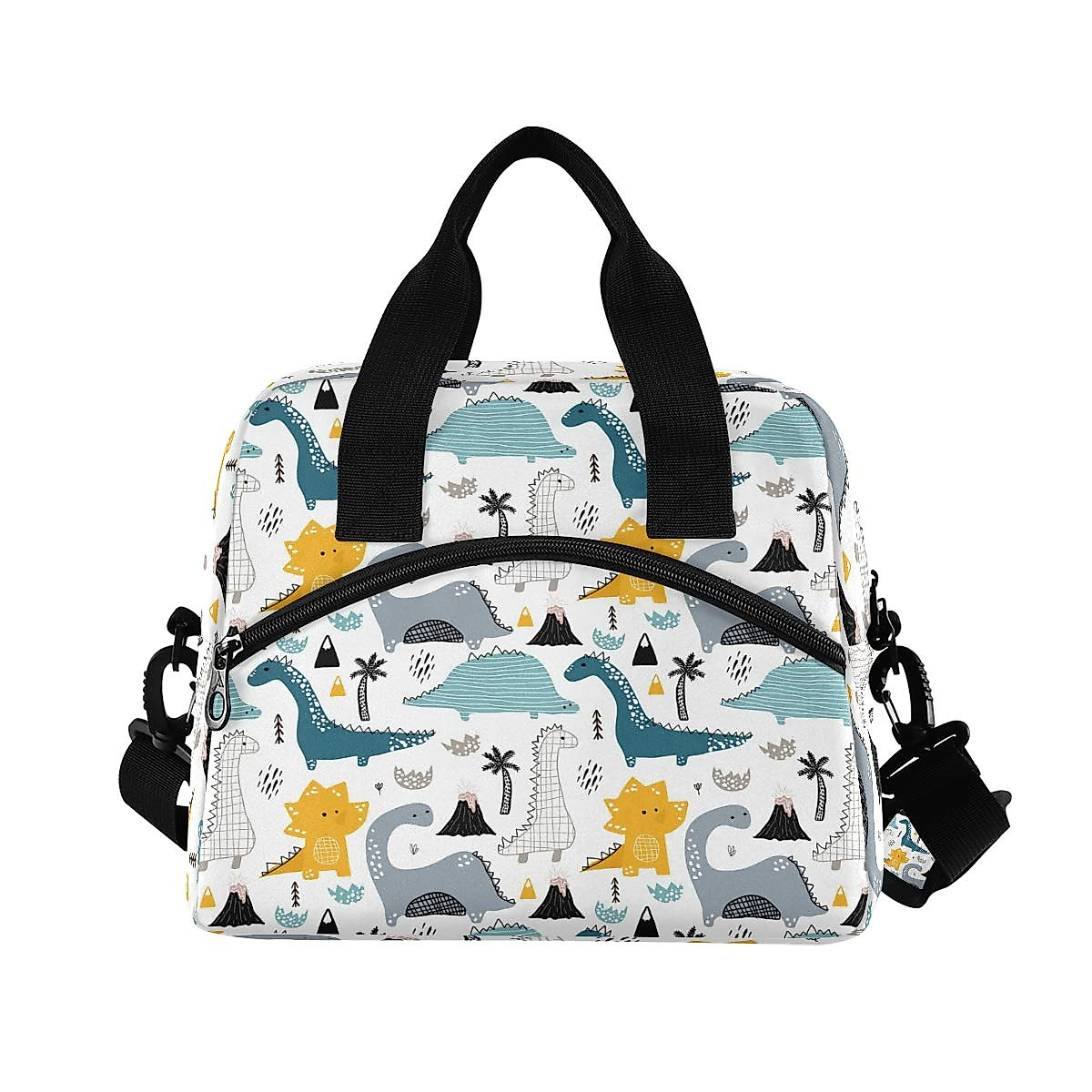 Cartoon Dinosaur Lunch Bags for Women Funny Palm Tree Jurassic Dino Lunch Tote Bag Lunch Box Thermal Cooler Bag Lunch Organizer for Working Picnic Beach Sporting