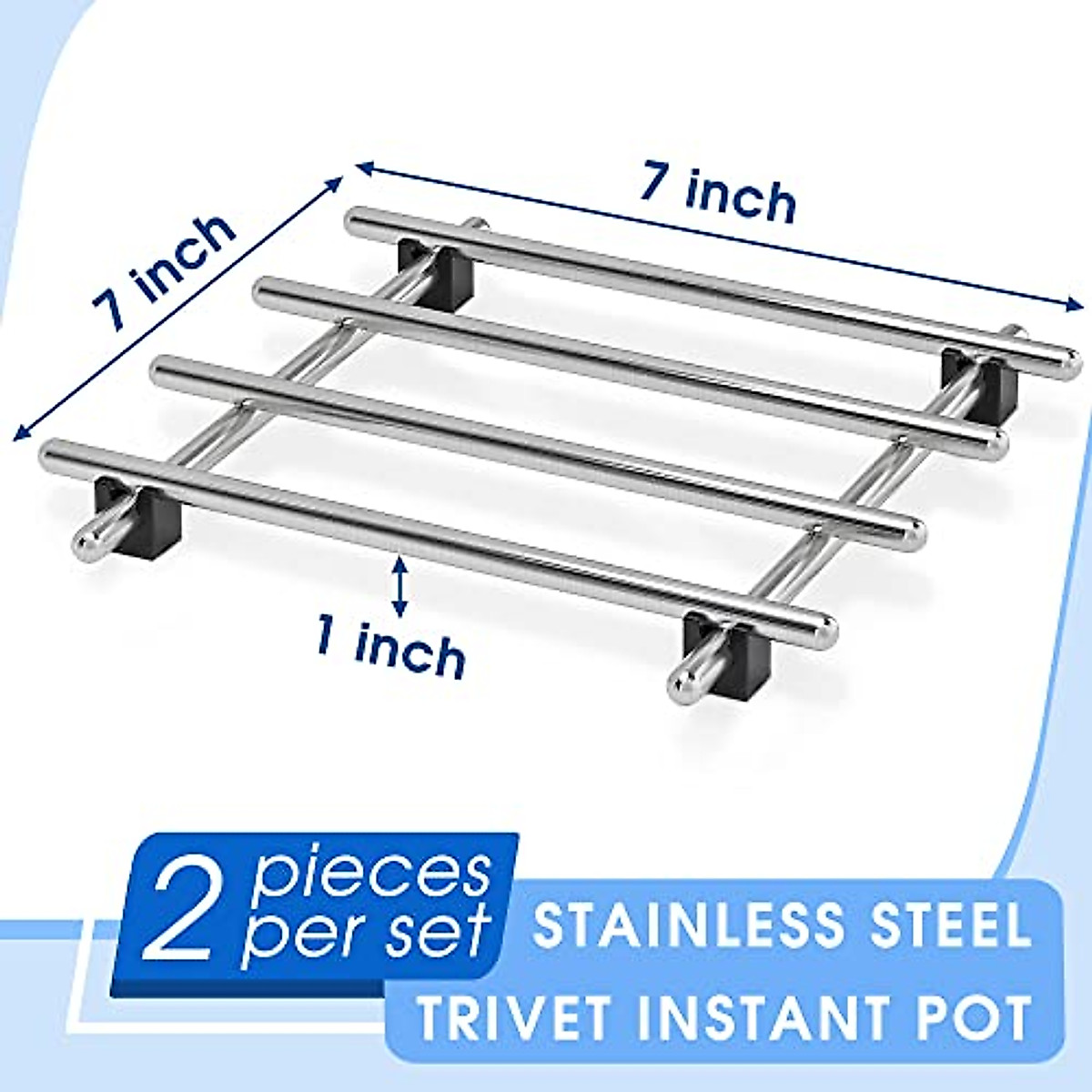 2Pcs Stainless Steel Trivet Instant Pot - 7 by 7-inch Stainless Steel Pot Stand Kitchen Trivets for Hot Dishes - Cast Iron Trivet for Wood Stove Trivet Runner - Trivets for Kitchen Counter Pot Holder