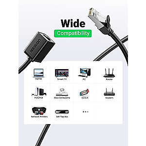 UGREEN Ethernet Extension Cable Cat6 LAN Cable Extender Cat 6 RJ45 Network Patch Cord Male to Female Connector for Router Modem Smart TV PC Computer Laptop 3FT