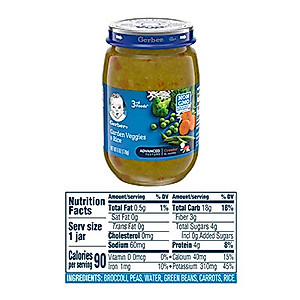 Gerber 3rd Foods Jar Variety Pack - 3 Jars of Banana Blueberry Rice Pudding, 3 Jars of Pasta Marinara, 3 Jars of Pasta Primavera, 3 Jars of Garden Veggies & Rice - 6 OZ Jars (12 CT)