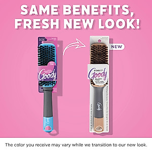 Goody Detangle It Boar Bristle Hair Brush, Use as a Detangling Brush or Styling Brush, Conditions & Boosts Shine, Helps Tackle Knots & Reduce Frizz, For Wet or Dry Hair, Brown/Grey