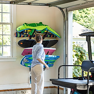 StoreYourBoard Beach Chair and Umbrella Wall Storage Rack, Metal Adjustable 4 Level Beach Gear Hanger, Garage and Home Organizer