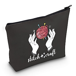 JXGZSO Crochet Yarn Knitting Project Bag Witch Crochet Makeup Bag With Zipper Knitter Gift (stitch craft B)