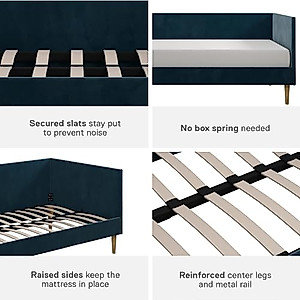 DHP Franklin Mid Century Upholstered, Twin Size, Blue Velvet Daybed