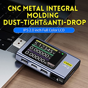 FNIRSI USB Tester 4-28V 7A LCD USB A&C Voltage Current Power Tester Multimeter with Bluetooth, Fast Charge Detection Trigger Capacity Ripple Measurement, PD2.0/PD3.0,QC2.0/QC3.0