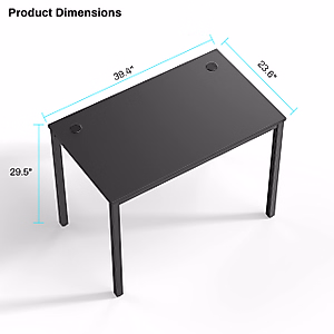 EE EUREKA ERGONOMIC 39 Inch Small Black Gaming Computer Desk, Home Office Corner PC Laptop Table Modern Mini Cute for Small Spaces Kids Boys Girls Teens Gifts Bedroom Work Study Writing, EPA Certified