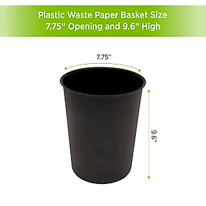 Kenney KN83001 Storage Made Simple 1.53 Gallon (5.7 Liter) Small Open Top Rust-Proof Plastic Waste Basket/Trash Can/Garbage Can for Bathroom, Bedroom, Home Office, Laundry Room, or Dorms, Black