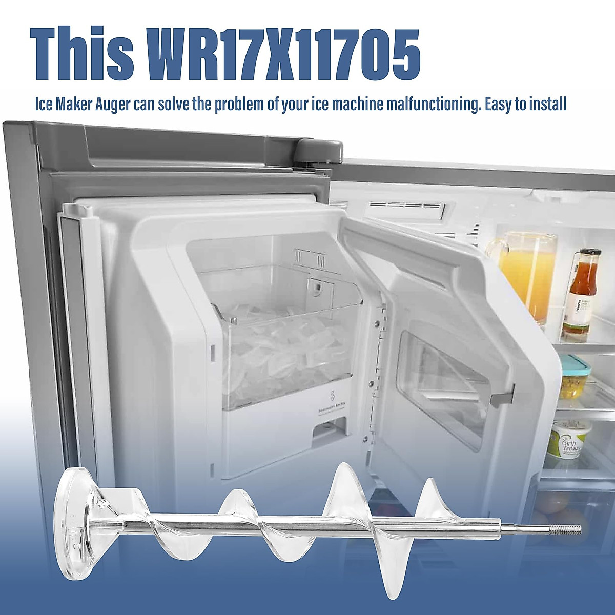 Upgrade Ice Maker Dispenser Auger for GE Refrigerator Replacement Parts WR17X11705 WR17X11939 PS1018130 AP3849786 AP3672963 PS964350 Ice Bucket Auger