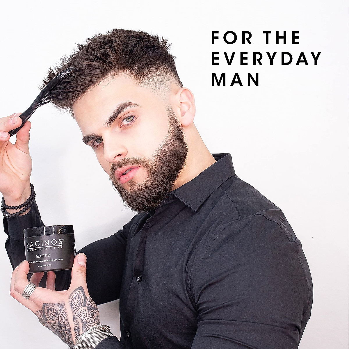 Pacinos Matte Hair Paste - Firm Hold, No Shine, Sculpting & Styling Wax, Long Lasting Definition & Texture, No Flakes, All Hair Types, 4 fl. oz.