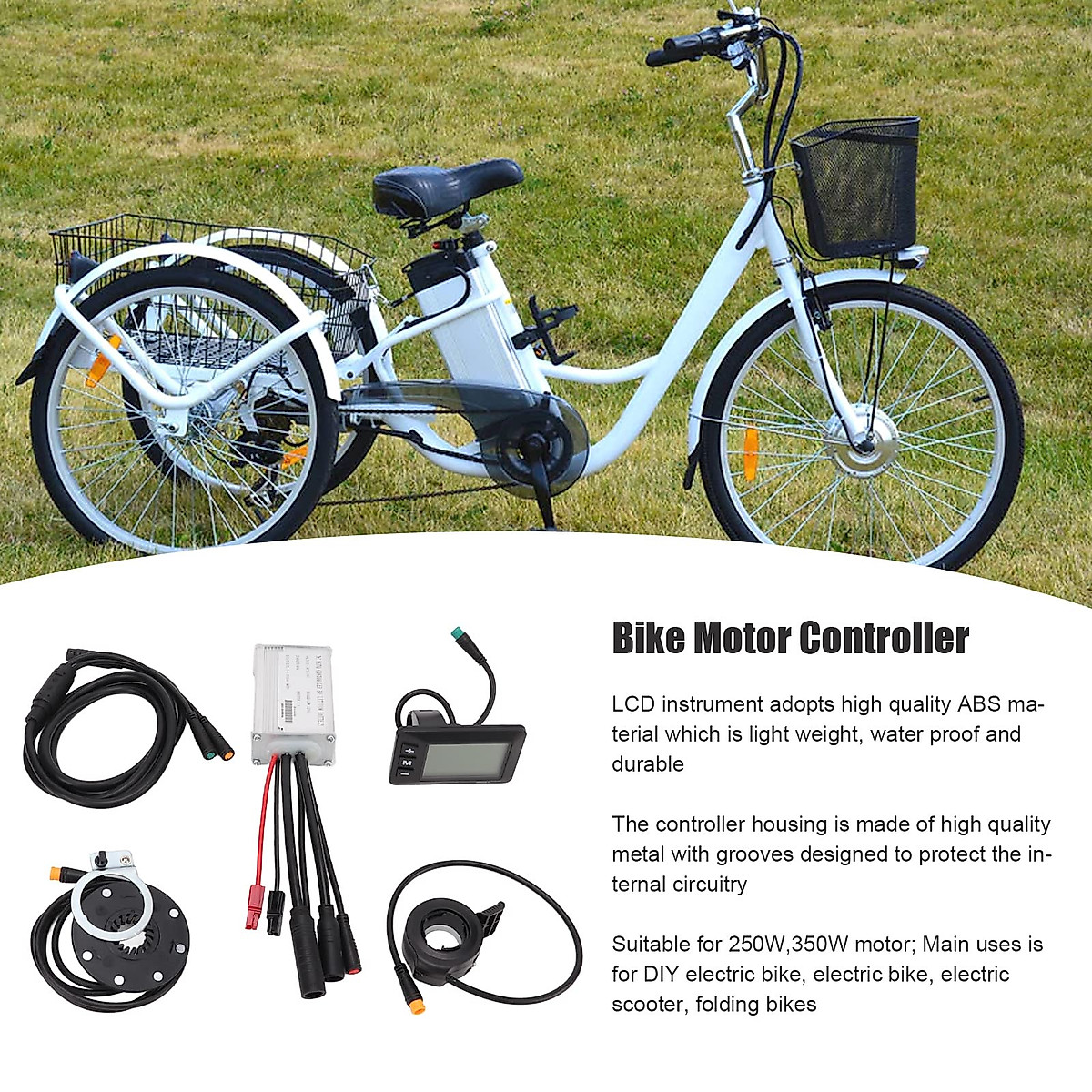 VGEBY Electric Bike Conversion Kit, Electric Bike Motor Controller 15A Common Speed Controller 36V 48V with GD01 Panel 1 to 2 Cable Fully Waterproof Kit