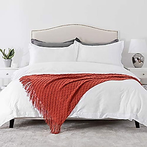 Angelhood Christmas Plaid Throw Blanket,Soft Chenille Decorative Blanket with Tassel for Couch, Sofa, Bed and Home Decor