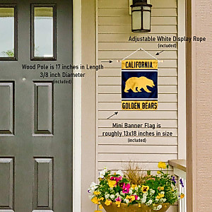 College Flags & Banners Co. Cal Berkeley Golden Bears Window Wall Banner Hanging Flag with Suction Cup