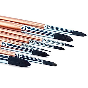 Transon Round Watercolor Detail Paint Brushes Goat Hair 8pcs for Watercolors,Acrylics,Inks,Gouache,Oil and Tempera