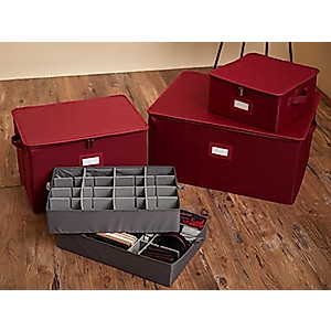 Covermates Keepsakes - Adjustable Zip-Top Storage Box - Configurable FlexGrid Compartments - Heavy Duty Polyester- Reinforced Handles - Stackable Design - Indoor Storage-Scarlett Red
