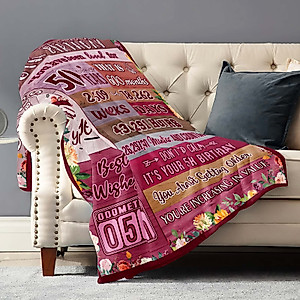 Winkwarm 50th Birthday Gifts for Women Happy 50th Birthday Decorations for Women 50 Year Old Gifts for Women 50th Birthday Gift Ideas for Her Wife Mom Sister Friend Flannel Throw Blanket 60"x50"