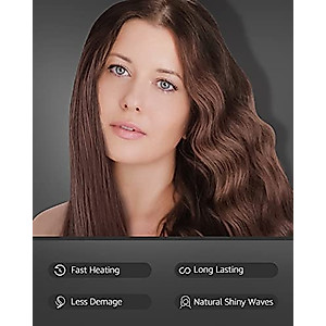 Hair Waver, 3 Barrel Curling Iron for Beachy Waves, Hair Crimper with LCD Temp Display, Ceramic Tourmaline Triple Barrels Curling Wand, Beach Waver Curling Iron with Dual Voltage, Black