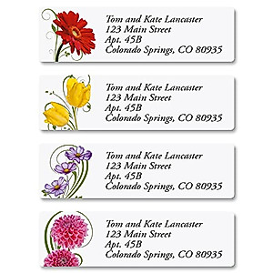 Floral Whispers Personalized Return Address Labels – 4 Designs, Set of 240, Small, Self-Adhesive, Flat-Sheet Labels, by Colorful Images