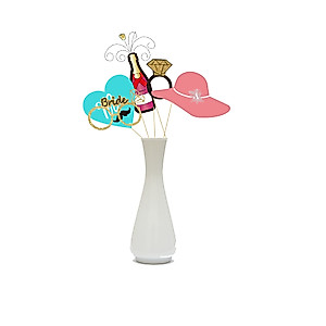 DWDZLXZ 52 pcs Wedding Photo Booth Props Kit, DIY Funny Bridal Shower Photo Props for Engagement Party Decorations with Sticks, Wedding Party Supplies for Girls